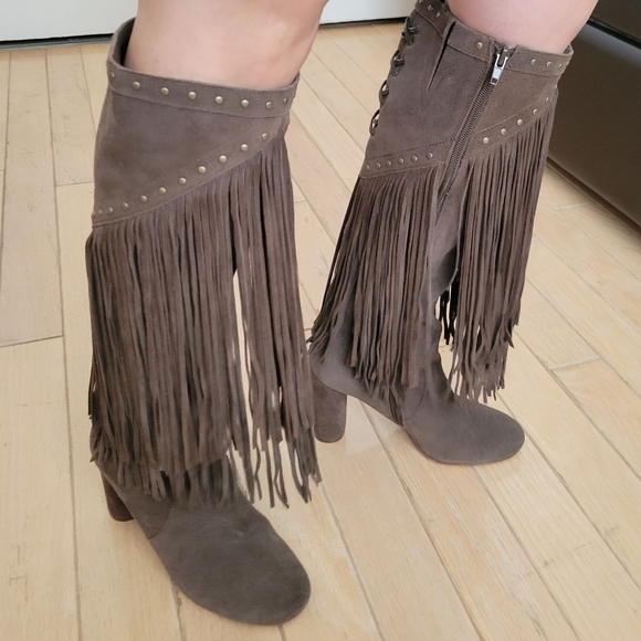 INC International Concepts | Shoes | Inc Fringe Studded Suede Boots ...
